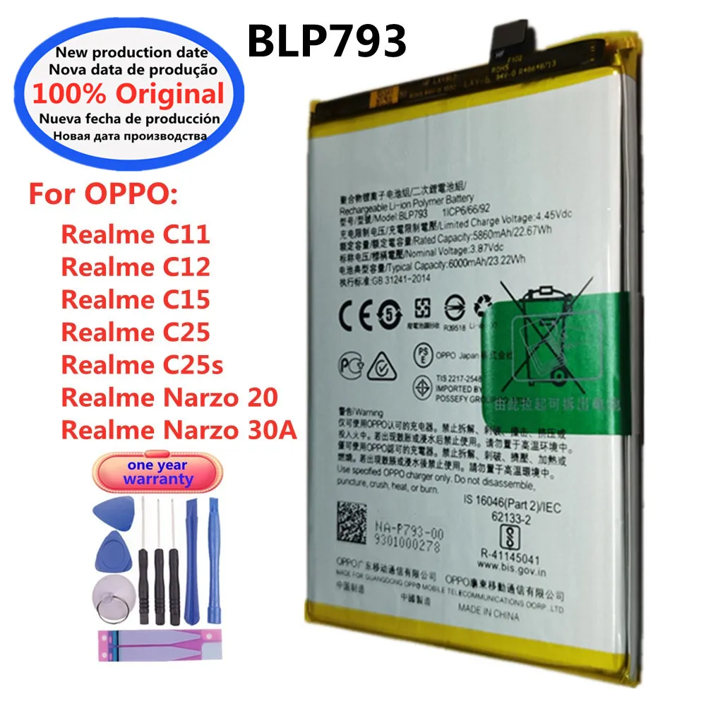 New Orginal BLP793 Narzo 30A Battery For Oppo Realme C12 C11 C15 C25 ...