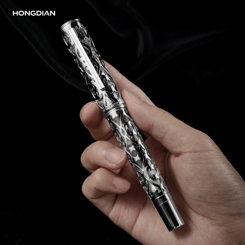 New Luxury Hongdian D1 Metal Hollow Out Piston Fountain Pen Writing Ink ...