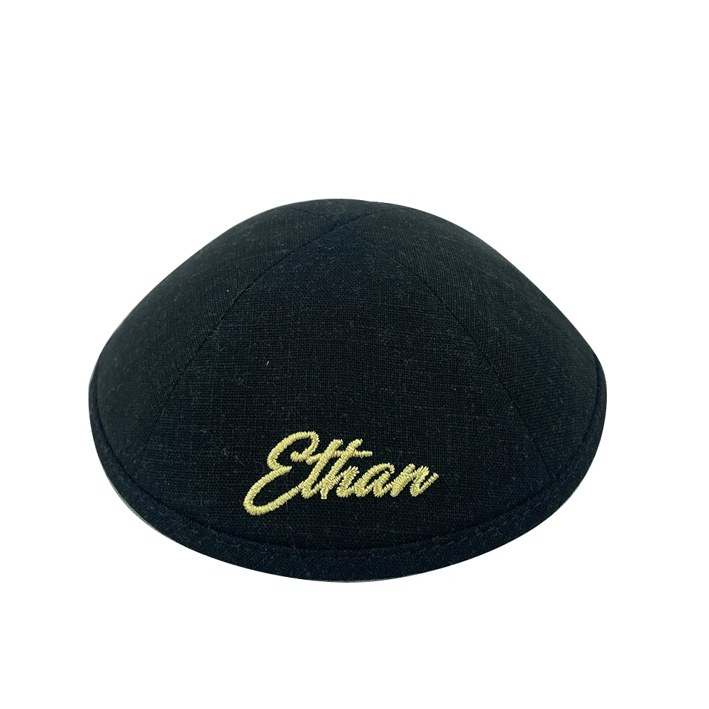 Customized Wedding Kippah Set, Linen Fabric, Personalized Embroidery ...