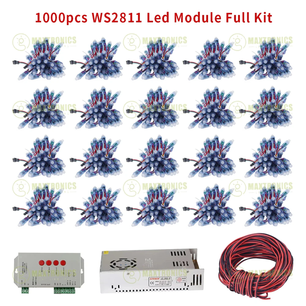 1000pcs 12mm Ws2811 Ic Full Color Pixel Led Module Light Dc 5v Input ...