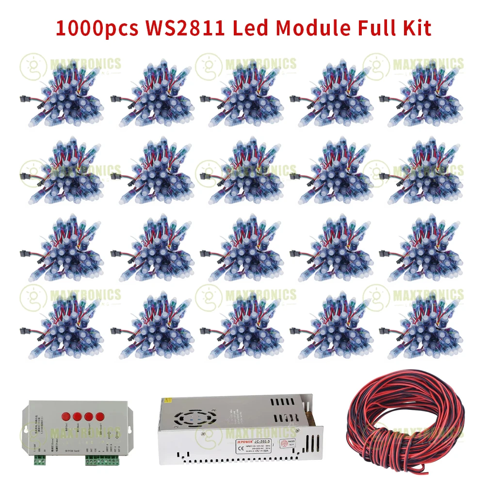 1000pcs 12mm Ws2811 Ic Full Color Pixel Led Module Light Dc 5v Input ...
