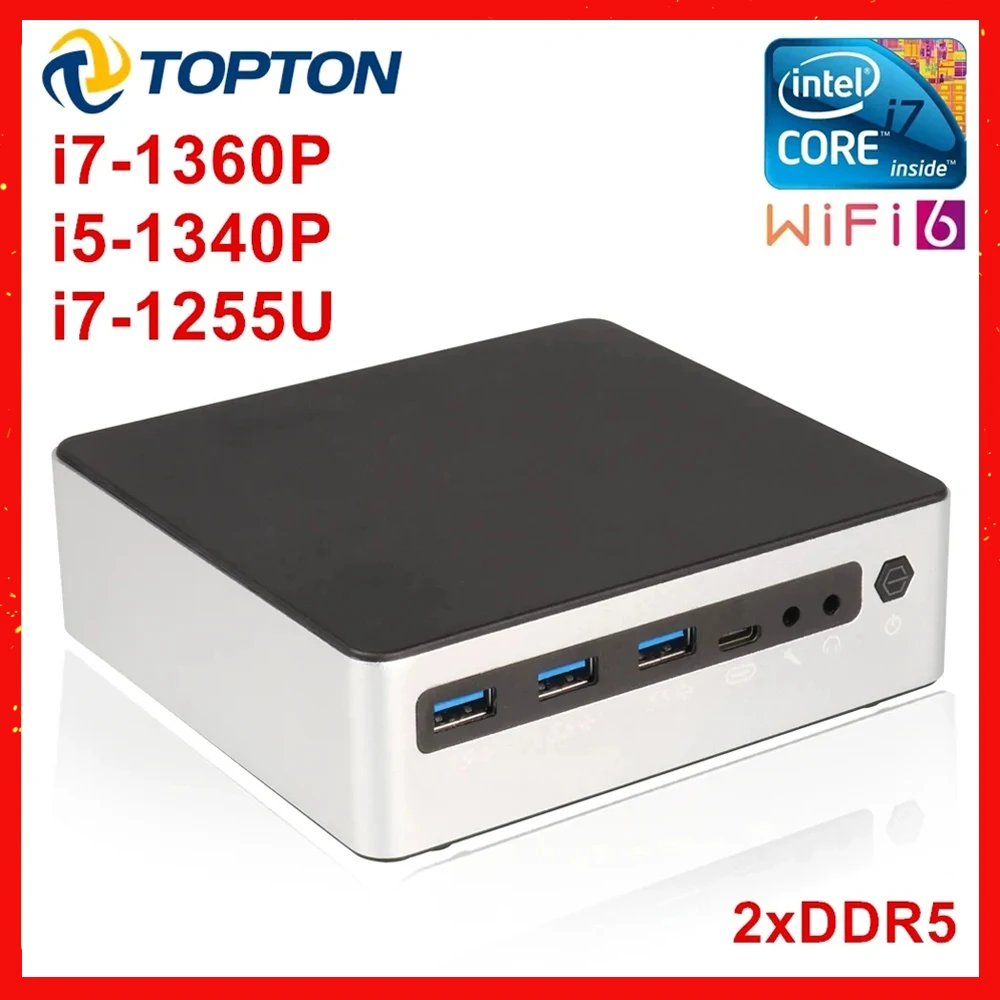 Topton Cheap Mini PC i7 1360P i5 1340P 2xDDR5 4800 NVMe SSD Windows 11 ...