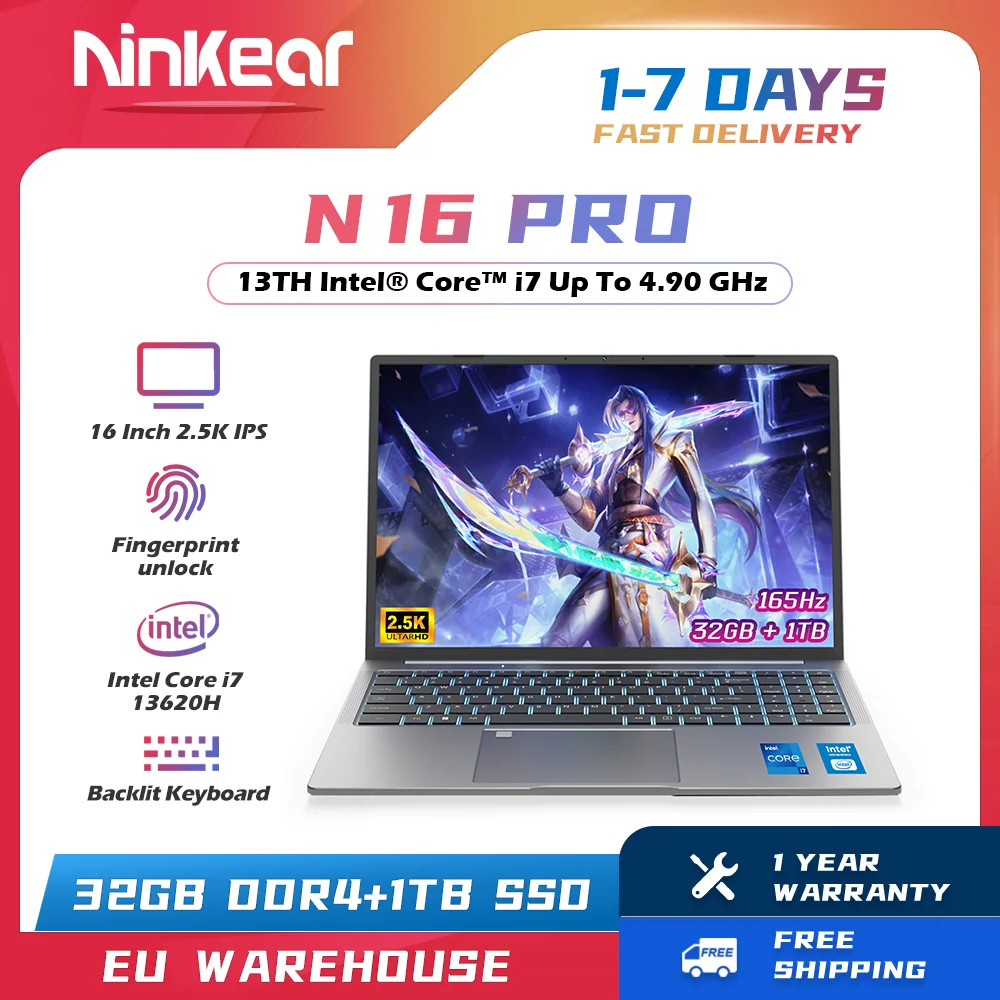 Ninkear N16 PRO Gaming Laptop 13th Intel i7-13620H 16-inch 2.5K IPS ...