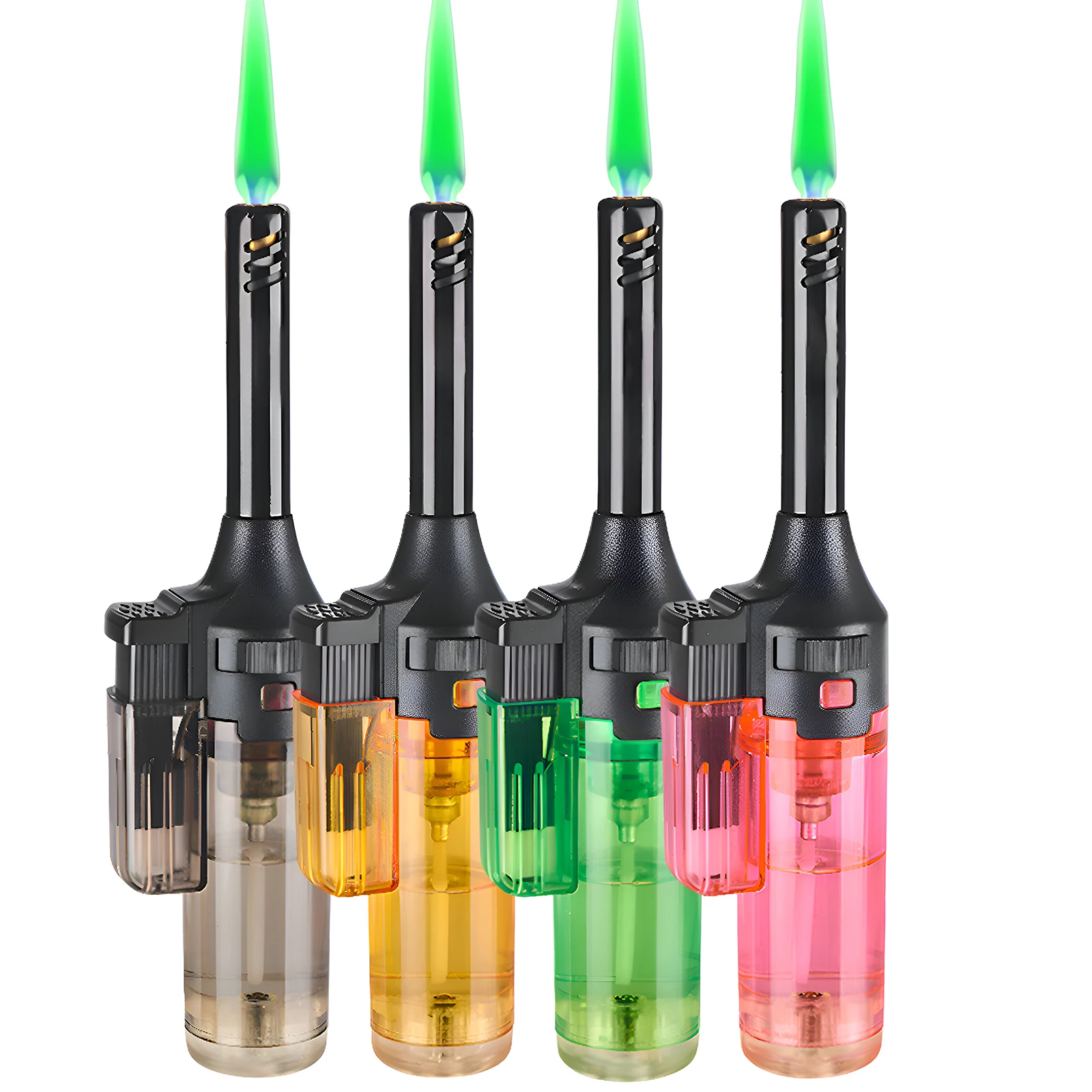4 Pack of Jet Green Flame Torch Lighter Refillable Butane Windproof ...