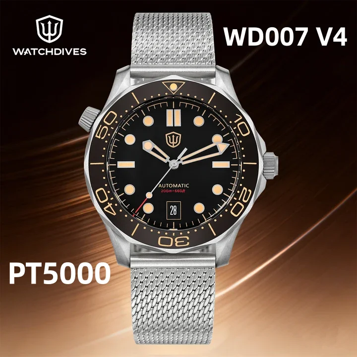 Watchdives 42mm WD007 V4 Watch PT5000 Automatic Movement Titanium NTTD ...