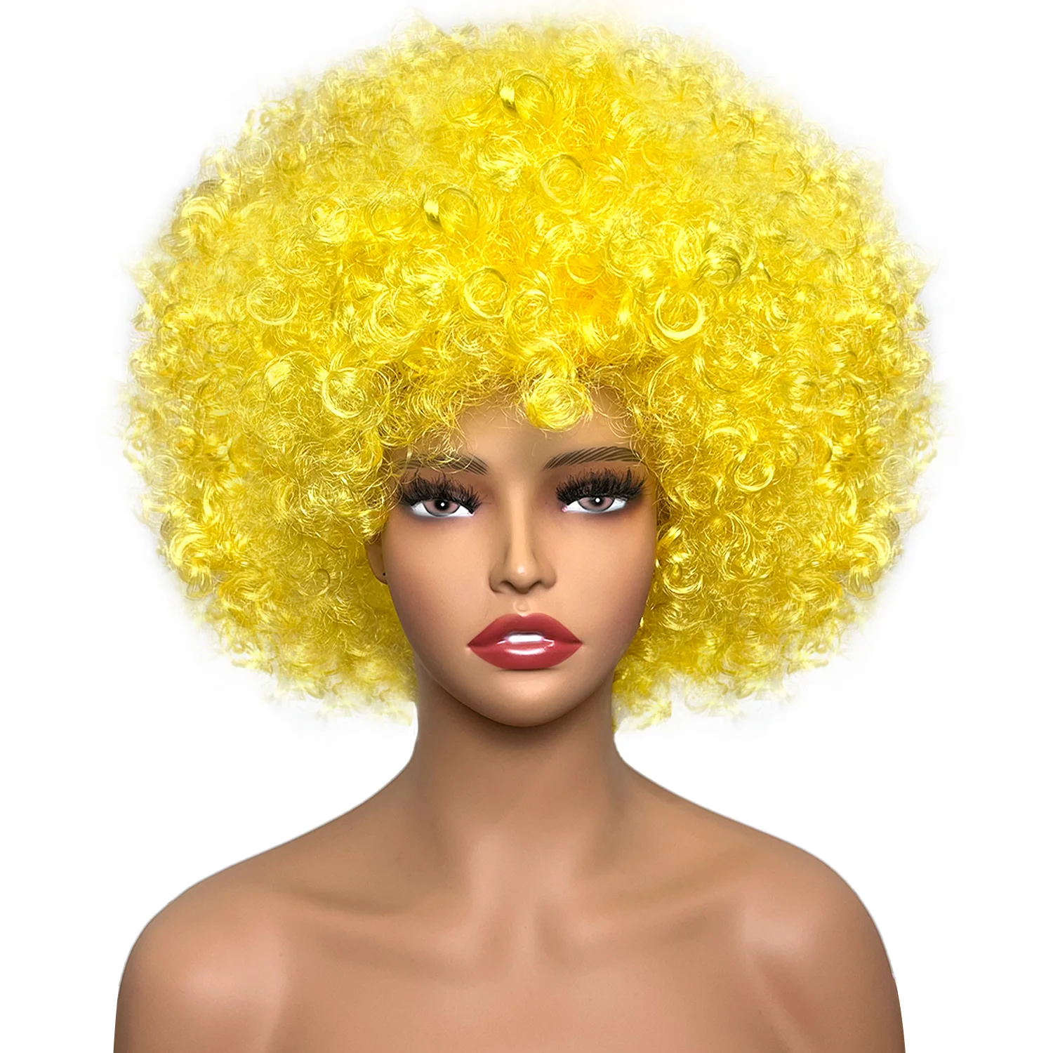 Synthetic Wigs Cosplay Wig Yellow Hair Short Afro Hair Men Women Party ...