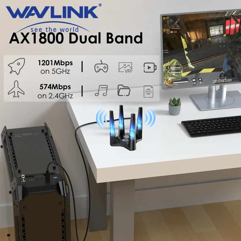 WAVLINK-AX1800-WiFi-6-Adapter-With-4x3dBi-Antennas-Dual-Band-5Ghz-2 ...