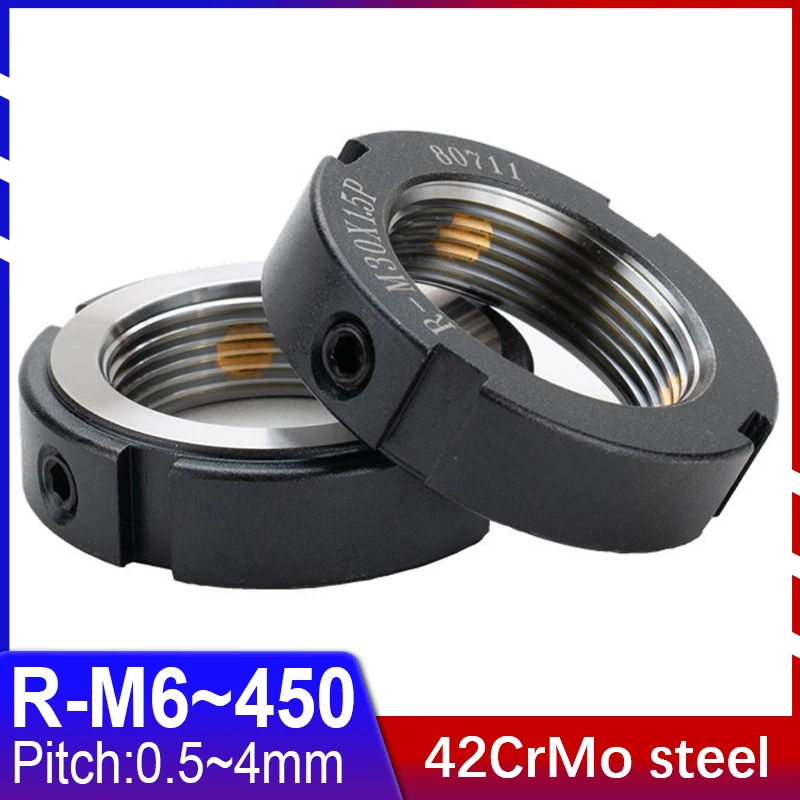Tuerca de bloqueo Radial Tipo R de precisión 42CrMo, herramienta de máquina CNC, tornillo ...