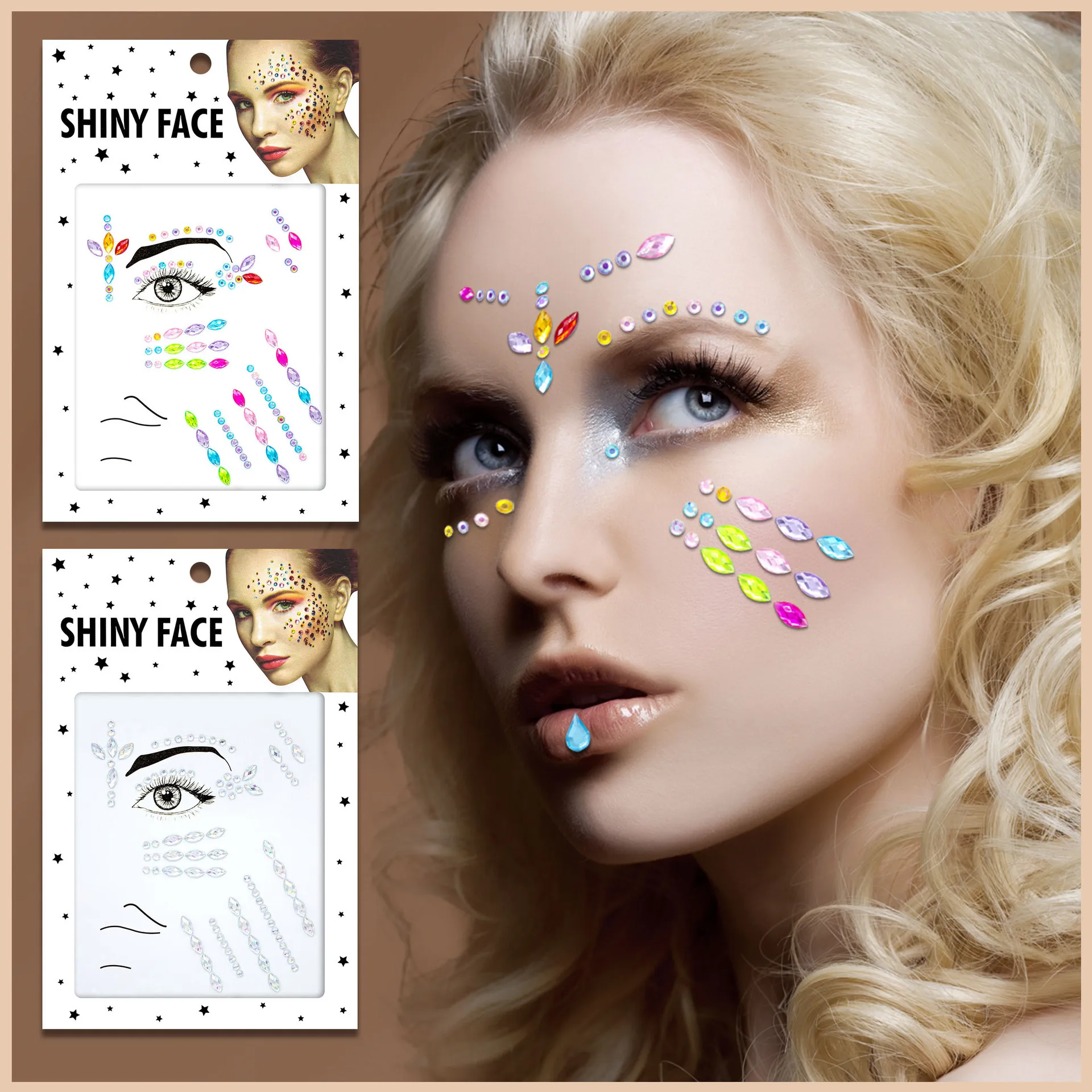 Face Jewel Glitter Tattoo Sticker Kids 3D Rhinestone Eye Stickers ...