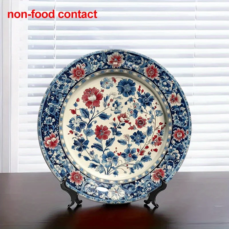 1pc Vintage Floral Round Ceramic Hanging Wall Art Plates, Non-food ...
