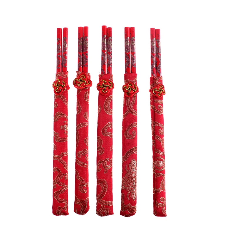 Red Chopsticks Chinese Wood Bag Holder Dinnerware Flatware Kitchen Food ...