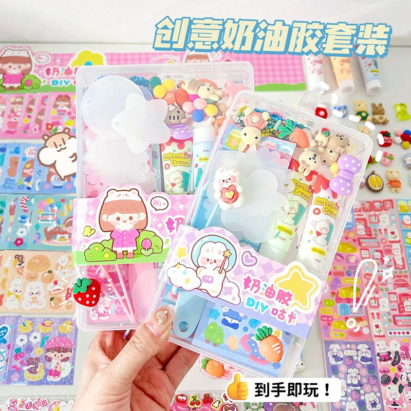 Kids Cream Gooka Stickers Set Kawaii DIY Handmade Gooka Plate Tools ...