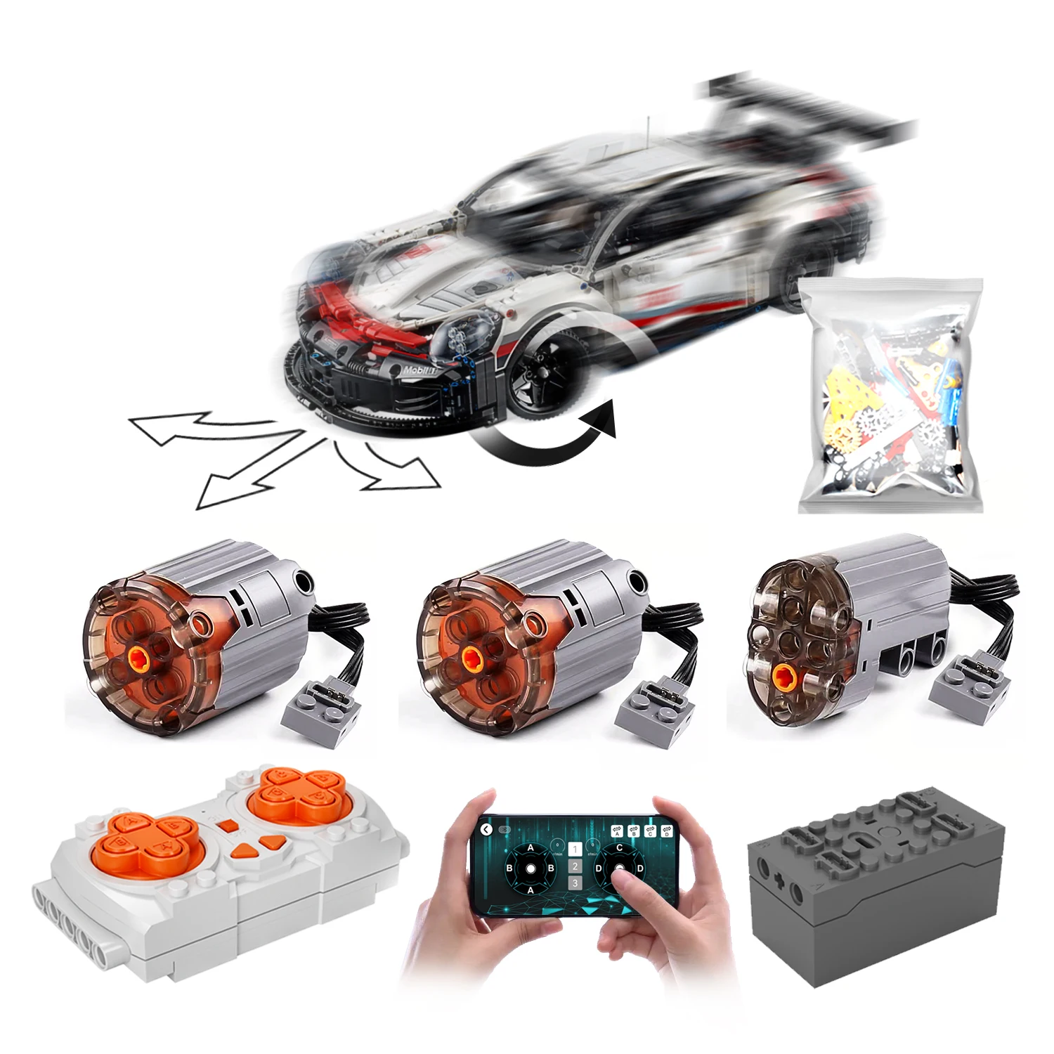 Motor-motorizado-para-coche-de-carreras-Lego-Technic-Porsche-911-RSR ...