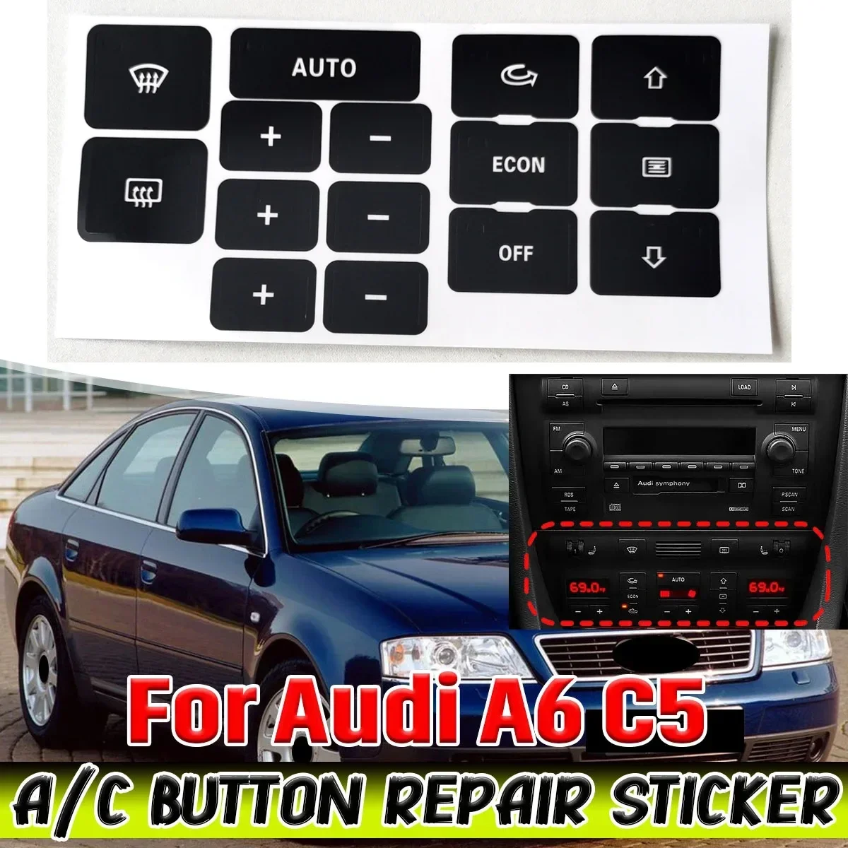 1Pcs-Car-Center-Heater-AC-Climate-Control-Button-Repair-Decals-For-Audi ...