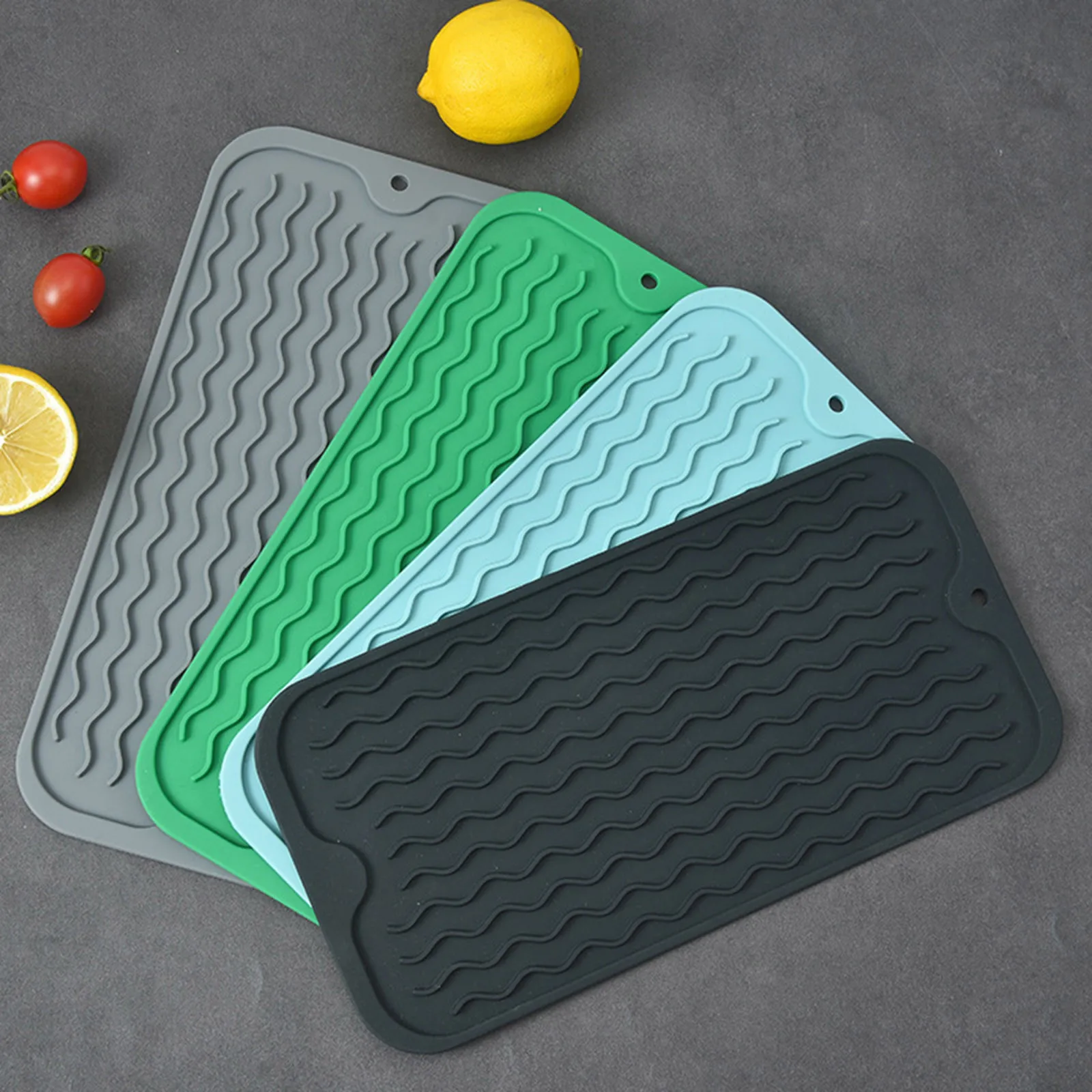 Silicone-Dish-Drying-Mat-Kitchen-Drain-Pad-Non-Slip-Placemat-Heat ...