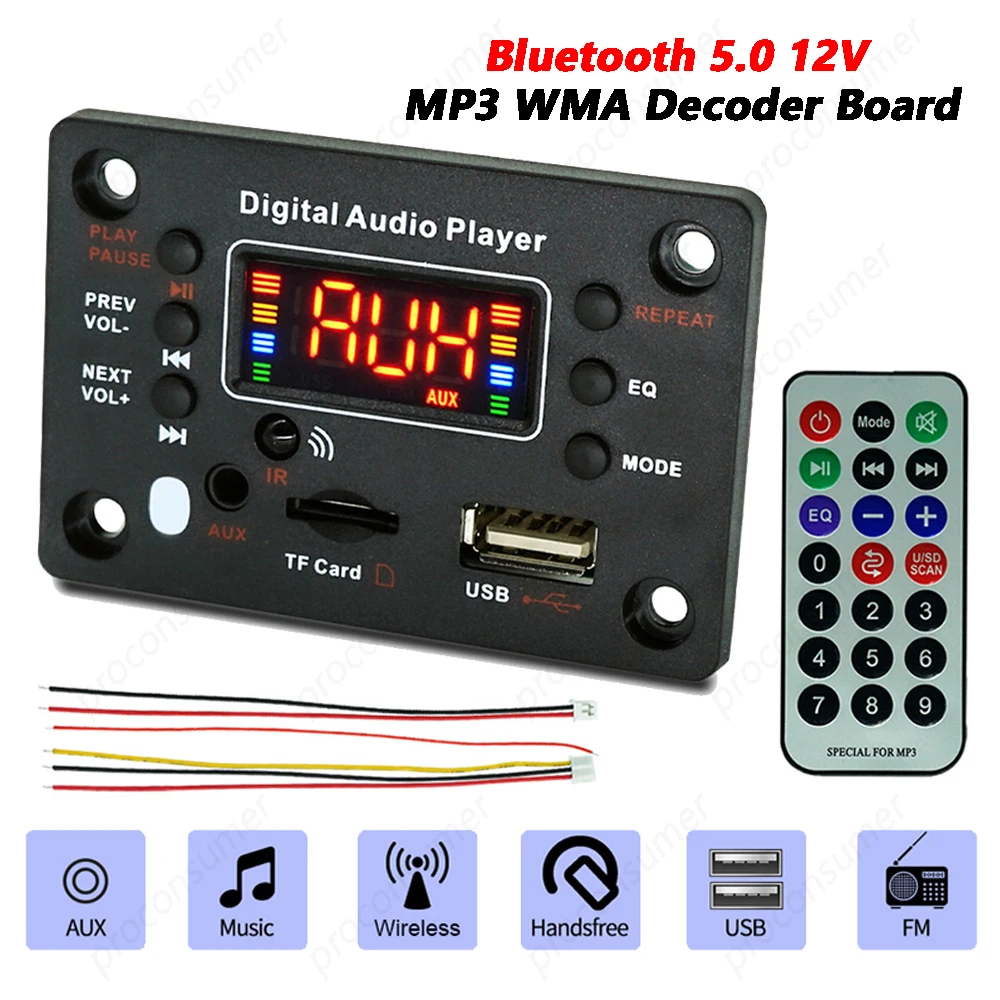 Wireless-BT-5-0-12V-MP3-WMA-Audio-Module-with-Remote-Control-Audio ...
