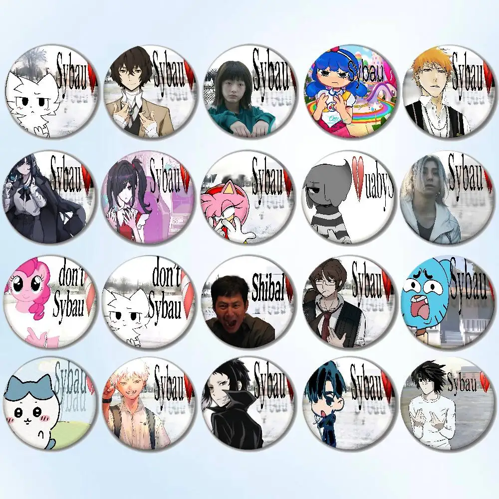 Kawaii Sybau Meme Badges Tinplate Soft Button Pin Brooch Metal Badge ...