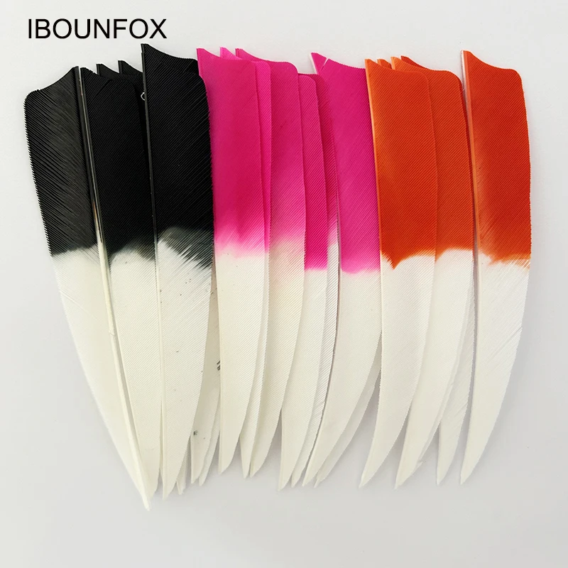 IBOUNFOX-50Pcs-Archery-Arrow-Feathers-4-Inch-Two-Colors-Shield-Real ...