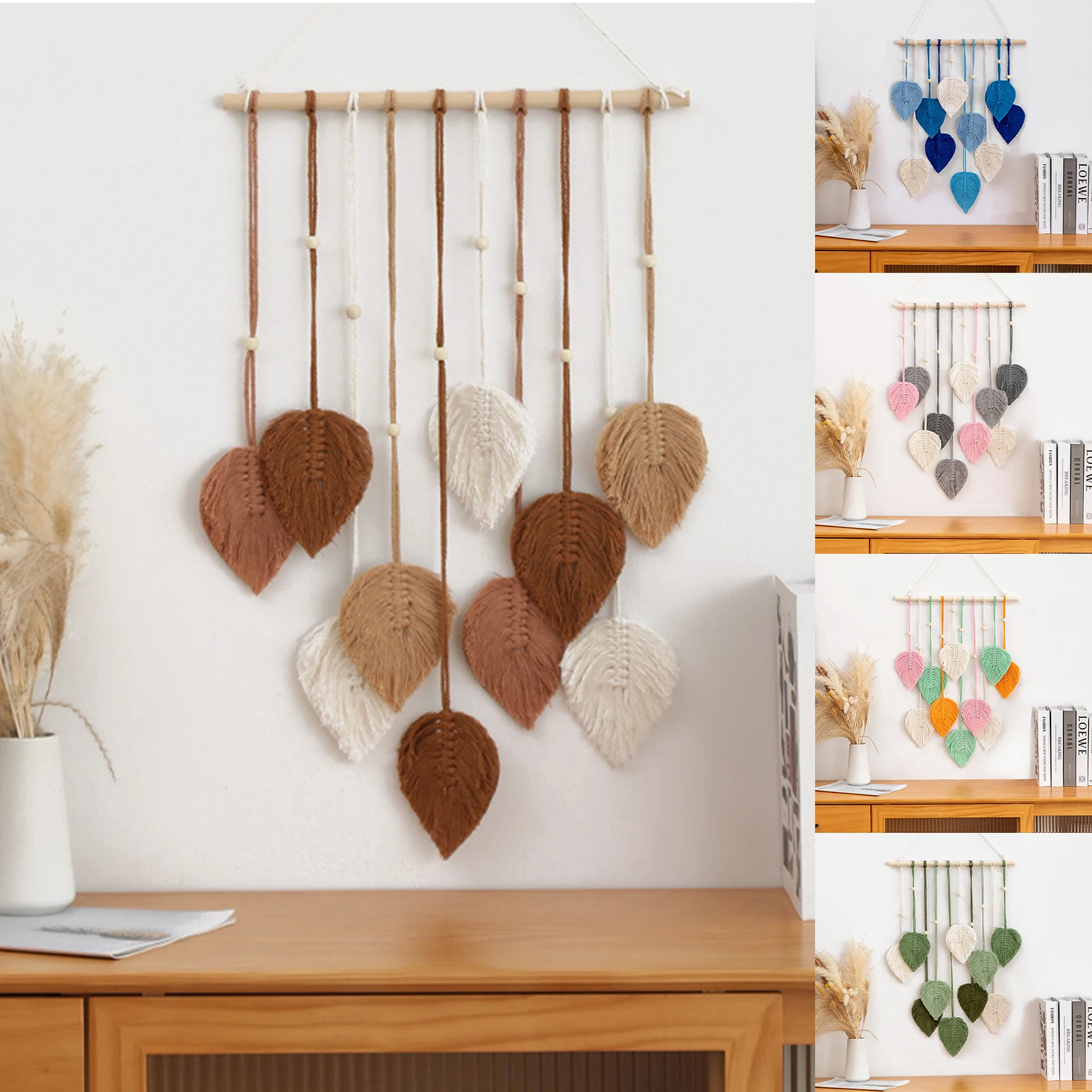 2024-Fashion-Cotton-Rope-Tapestry-Handwoven-Leaf-Bohemian-Style-Home ...