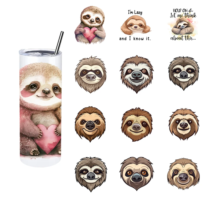 LETOP-1PCS-Cute-Text-Sloth-Simple-Uv-Dtf-Transfer-Stickers-20-oz ...