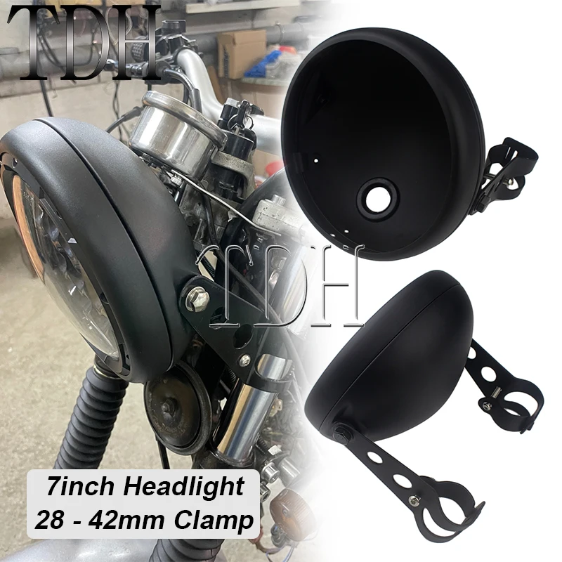7 Inch Motorcycle Headlight Cover Black For Harley Custom Led Headlight ...
