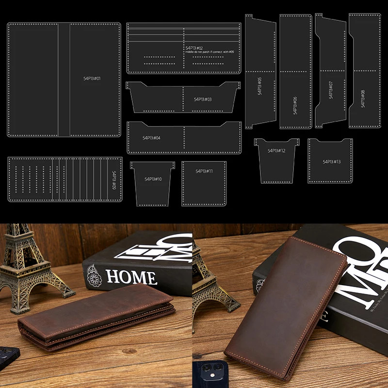 YOMDID-13pcs-set-Long-Wallet-Acrylic-Templates-DIY-Leather-Pattern-Mold ...