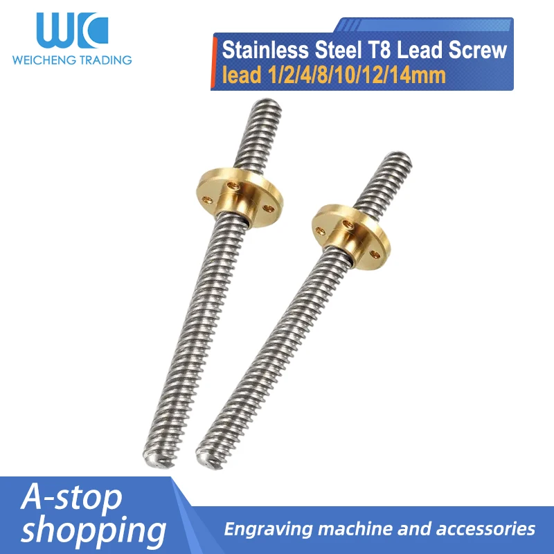 3D Printer T8 Lead Screw OD 8mm lead 1mm 2mm 4mm 8mm 10mm 12mm 14mm ...