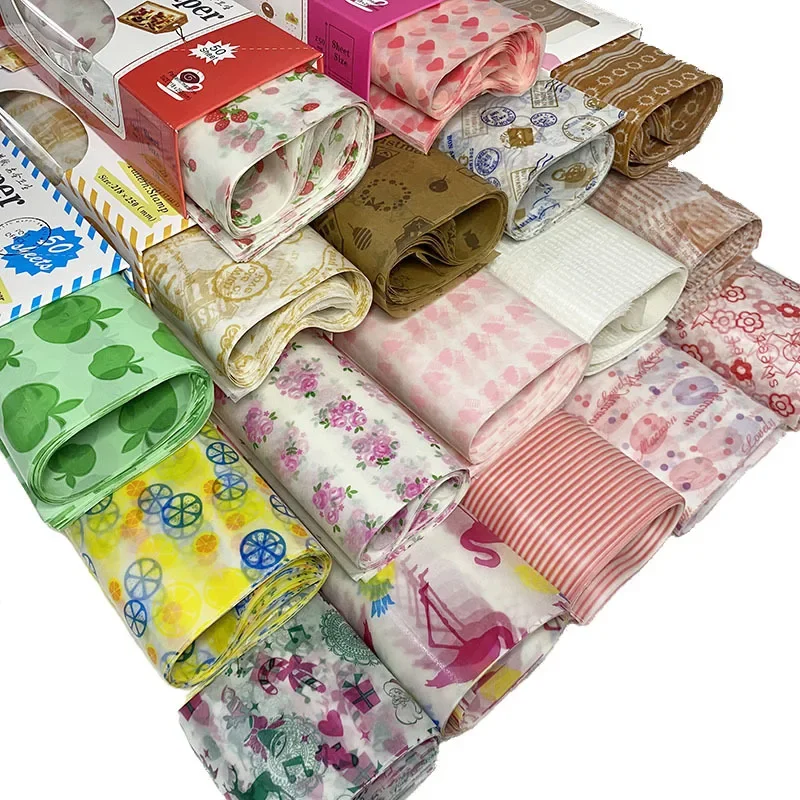 50pcs-Sheet-Oil-Proof-Wax-Paper-Christmas-Food-Wrapper-Sandwich-Burger ...