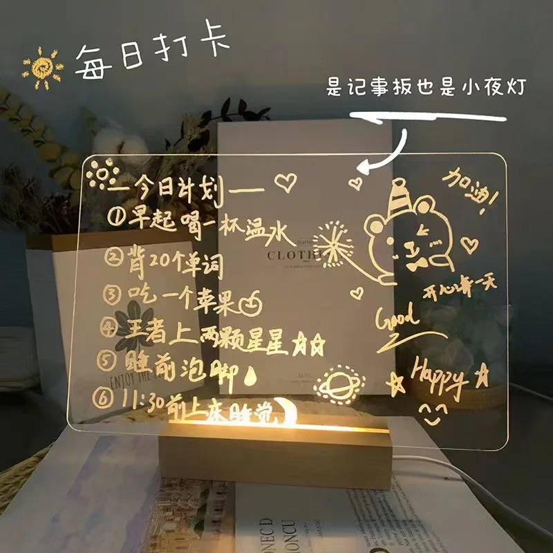 Desktop Transparent Luminous Acrylic Message Board. Night Light ...