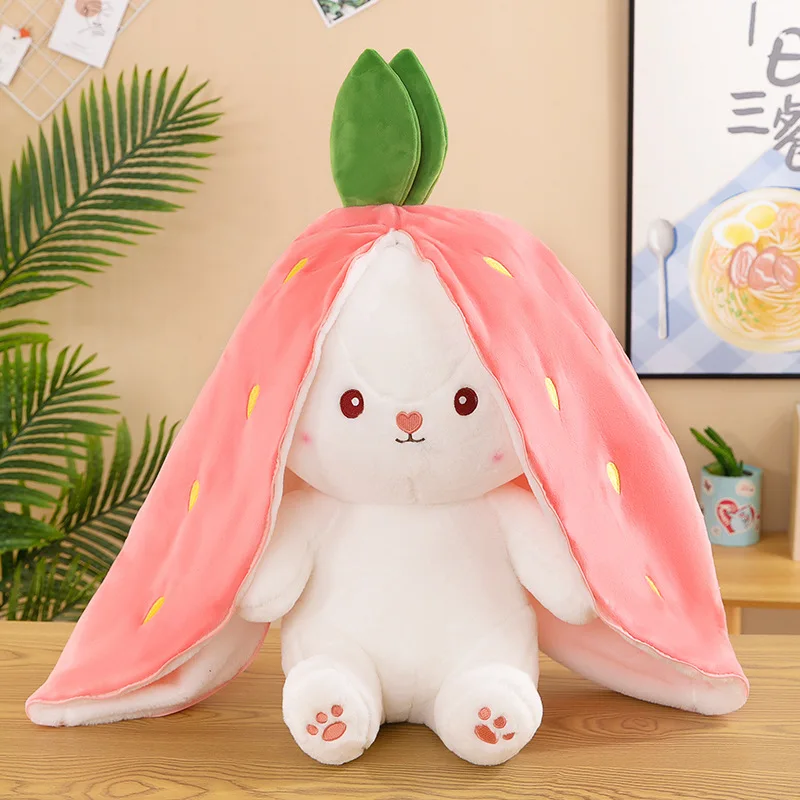 Cute-Transform-Strawberry-Rabbit-Doll-Plush-Toy-Carrot-Rabbit-Small ...