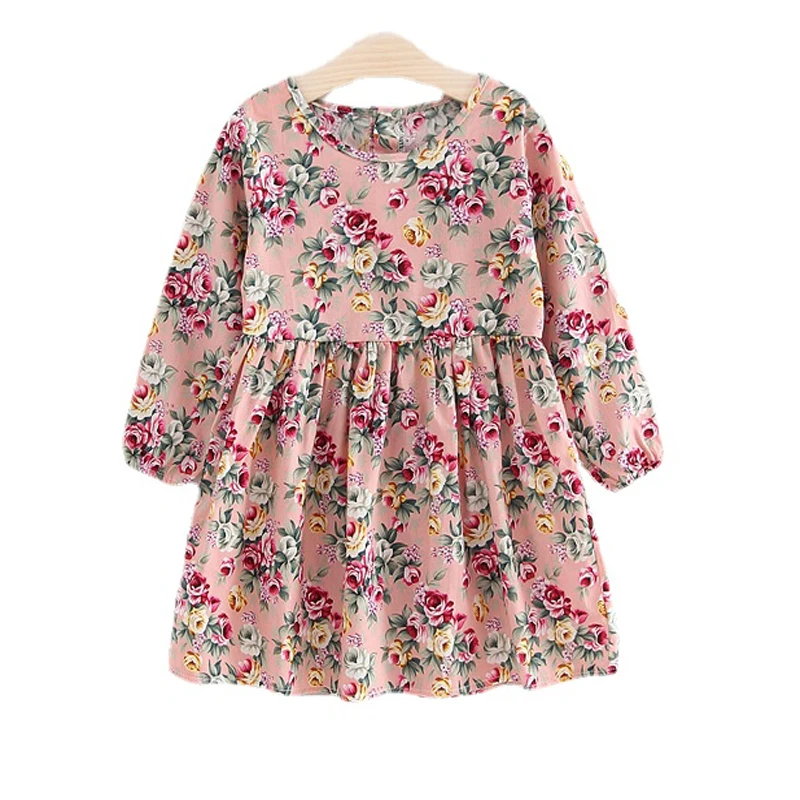 Spring-Kids-Girls-Casual-Cotton-Dress-Long-Sleeve-Polka-Dot-Floral ...