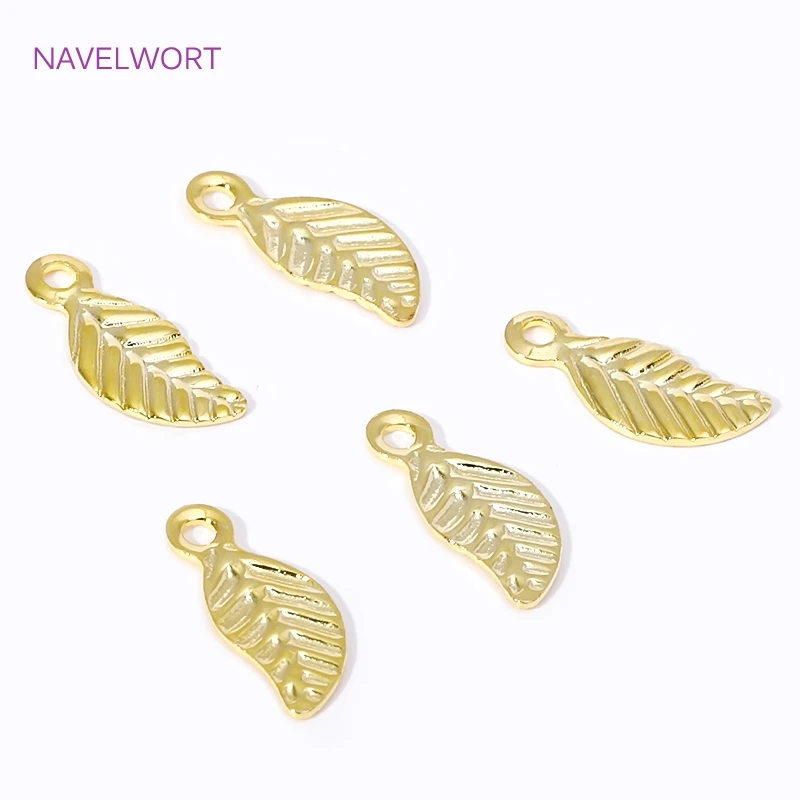 18K Gold Plated Brass Mini Tree Leaf Leaves Charms Pendants,For ...