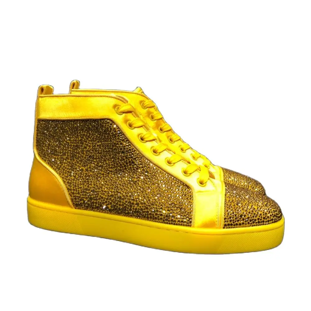 High-Top-Yellow-Suede-Leather-Diamond-Red-Bottom-Shoes-For-Men-Wedding ...