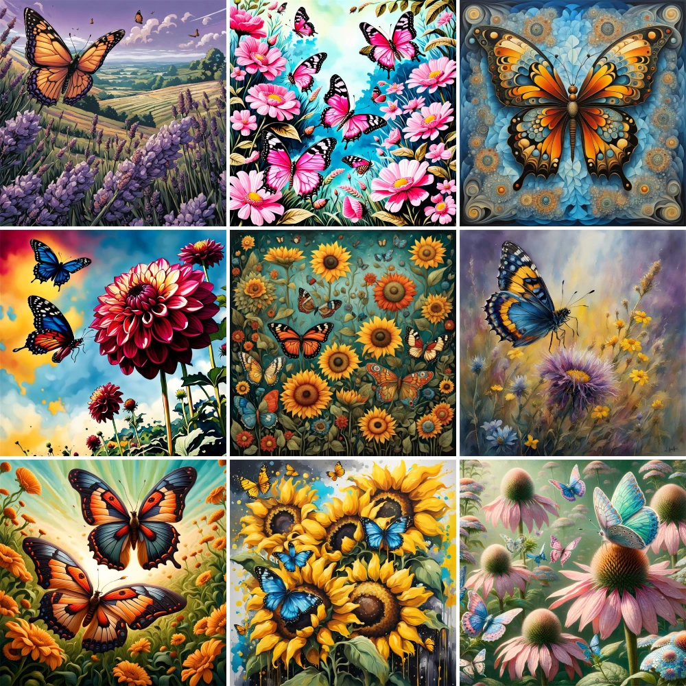 Butterfly Flowers Painting By Numbers Personalized Craft Kit For Adults ...