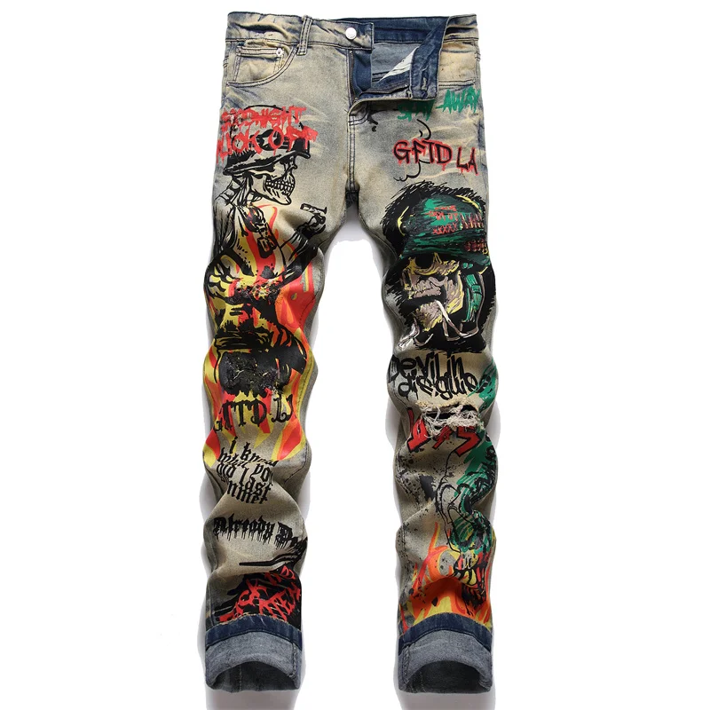 Printing-Jean-Homme-Jeans-Men-Simple-Design-Man-Motorcycle-Streetwear ...