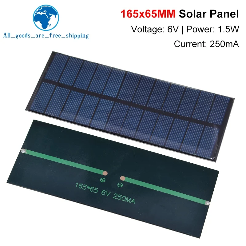 TZT-6V-250mA-1-5W-Solar-Panel-Polycrystalline-165-65MM-Mini-Sunpower ...