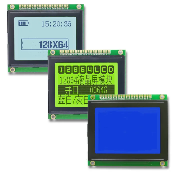20PIN Parallel LCD 12864FA Screen Module RA6963 Controller Blue/Yellow Green /Grey Backlight 3.3V 5V