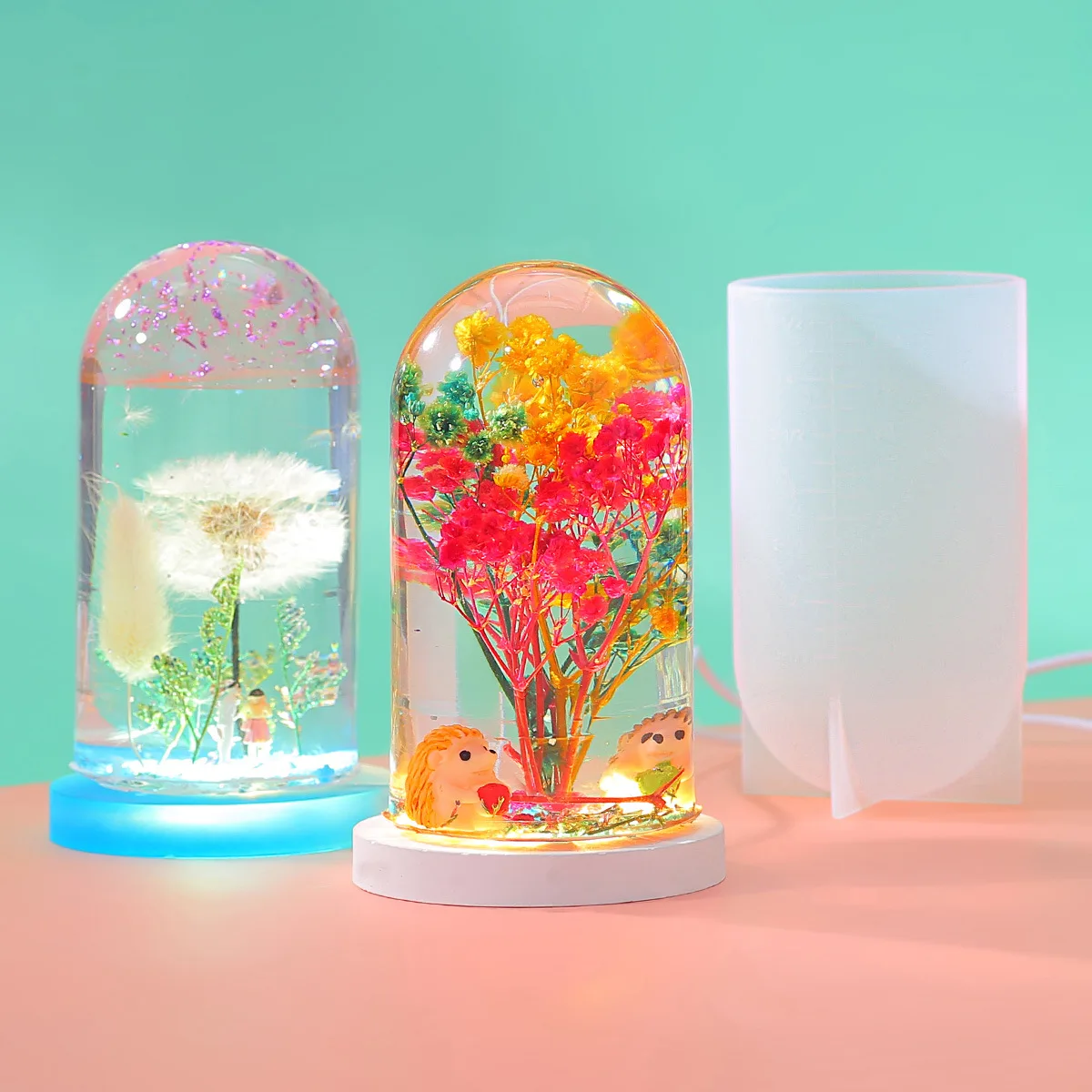 DIY Crystal Epoxy Resin Mold Led Night Light Ornament Spherical Lamp ...