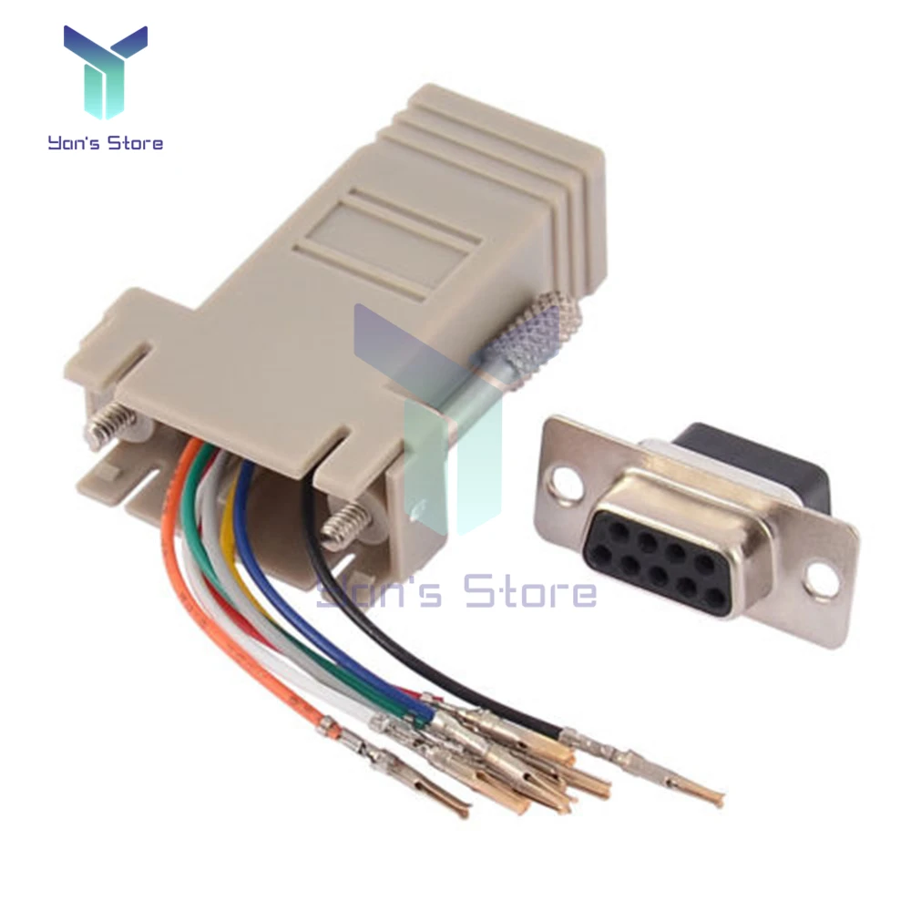 10Pcs-DB9-Female-Male-DB9-To-RJ45-Adapter-Connector-Rs232-Modular-Cab ...