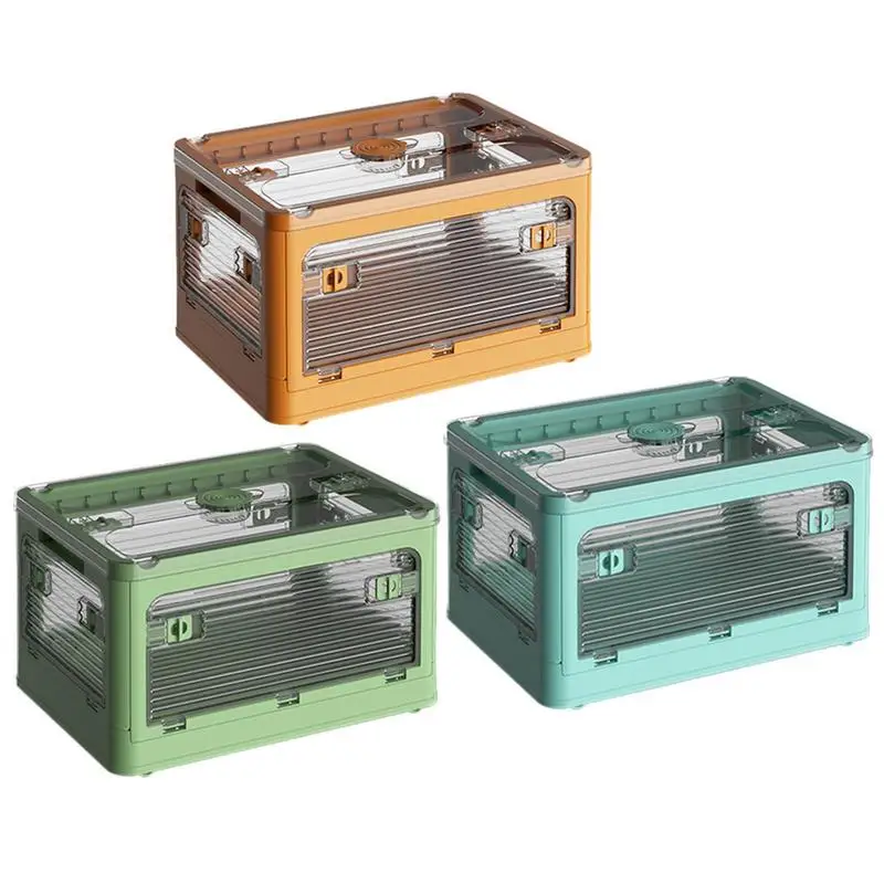 Large-capacity-transparent-foldable-plastic-storage-box-with-lid-and ...
