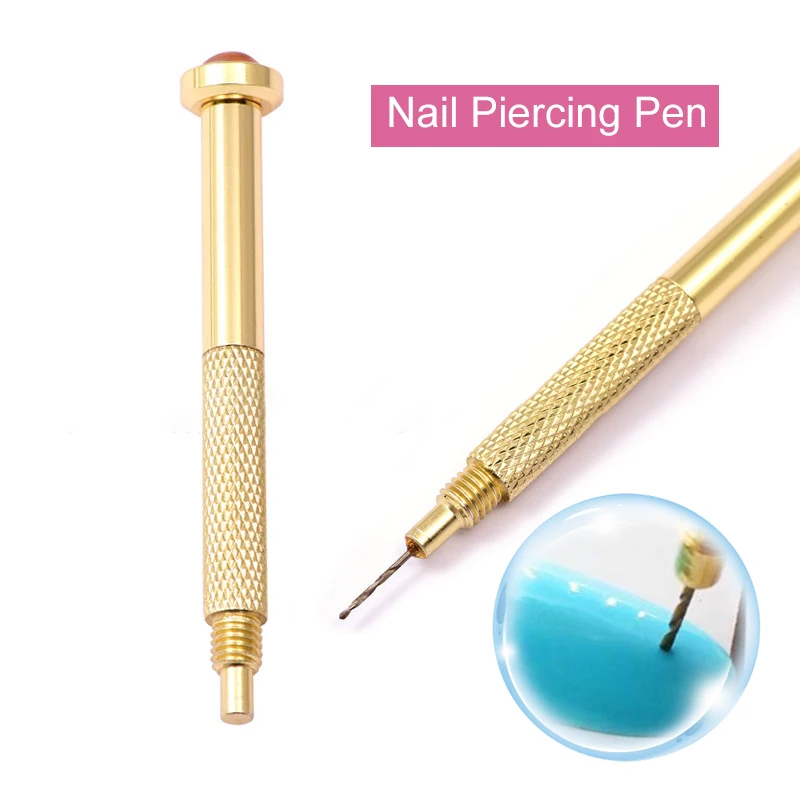 Nail Rivet Piercing Pen Gold Stainless Steel Nail Hand Dangle Drill ...
