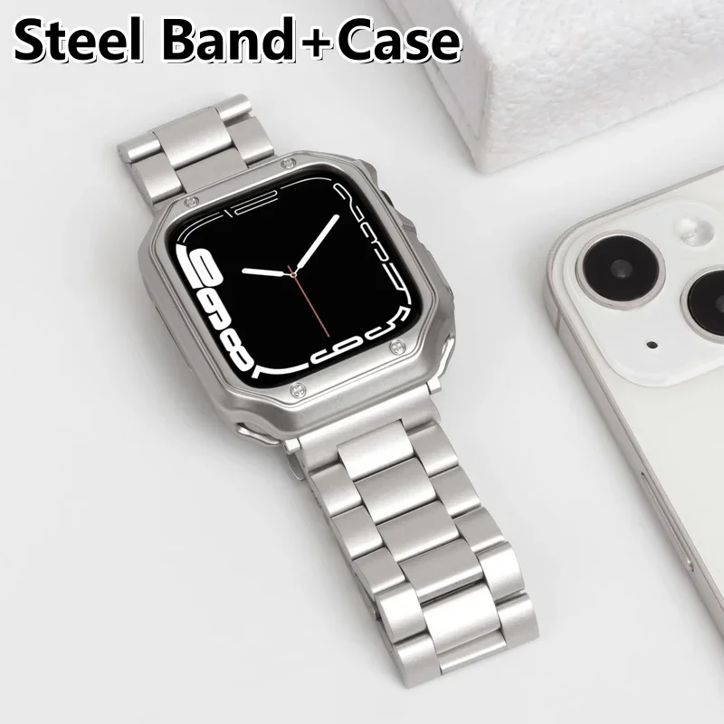 TPU Protector Case+Metal Strap For Apple Watch Ultra Band 49mm 45 44 42 ...