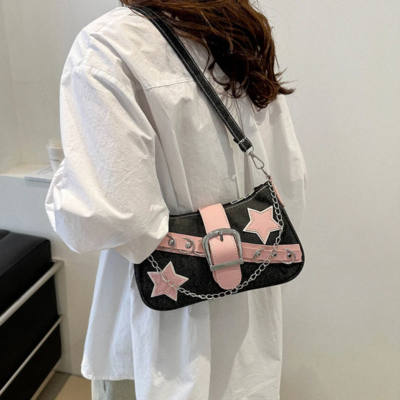 1Pc Fashion Women's Handbags Stars Pattern Cool Girls Underarm Bag ...