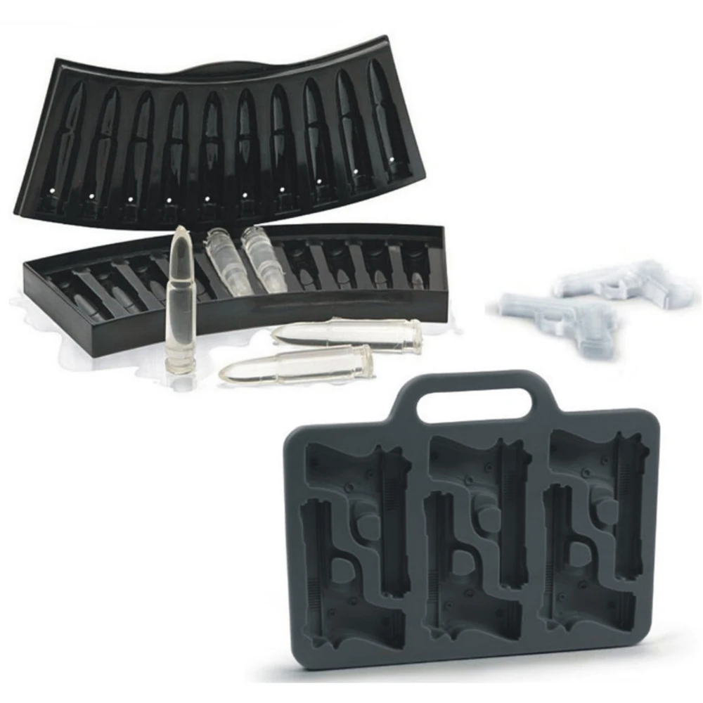 Silicone-Ice-Cube-Mold-Pistol-Gun-Bullet-Shape-Ice-Cube-Maker-Tray ...