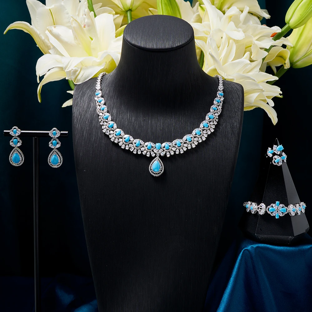 021560-Bridal-Necklace-Set-for-Women-Turquoise-Cubic-Zirconia-Jewelry ...