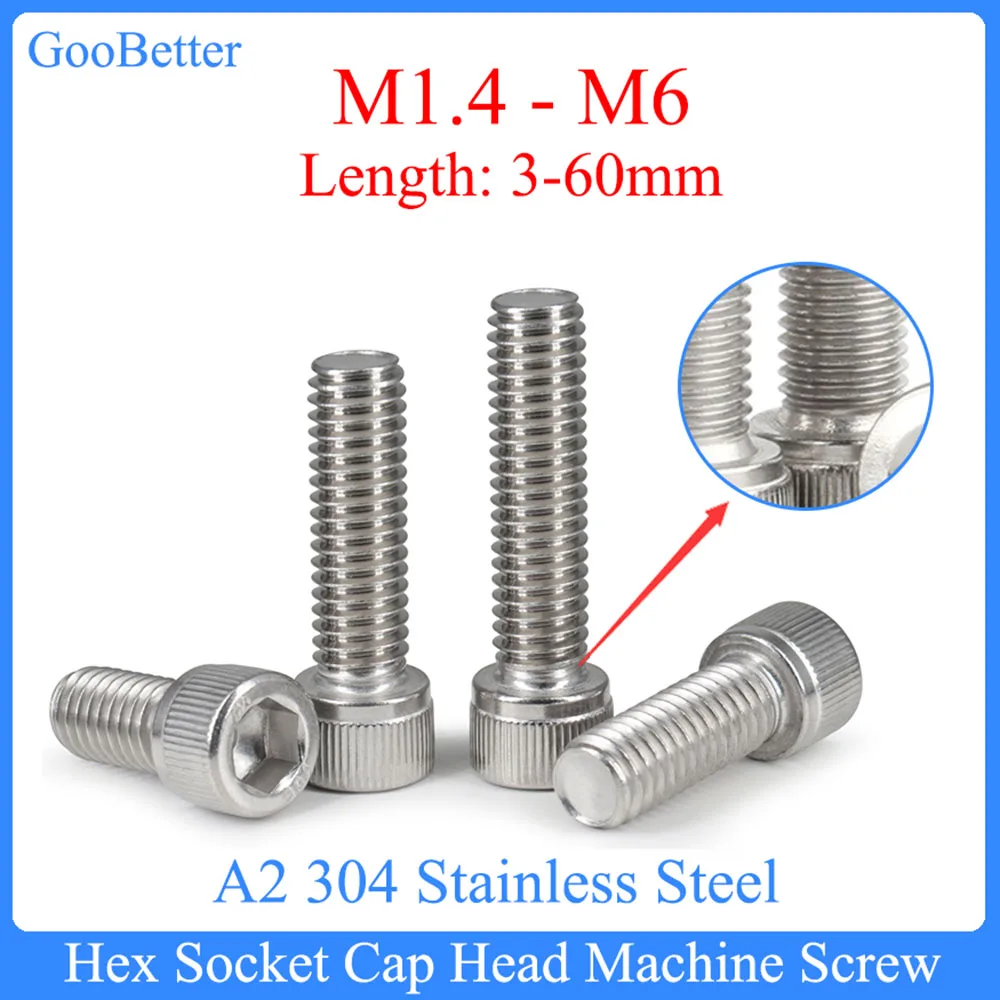 10-100Pcs-Hexagon-Hex-Socket-Cap-Head-Machine-Screw-DIN912-M1-4-M1-6-M2 ...