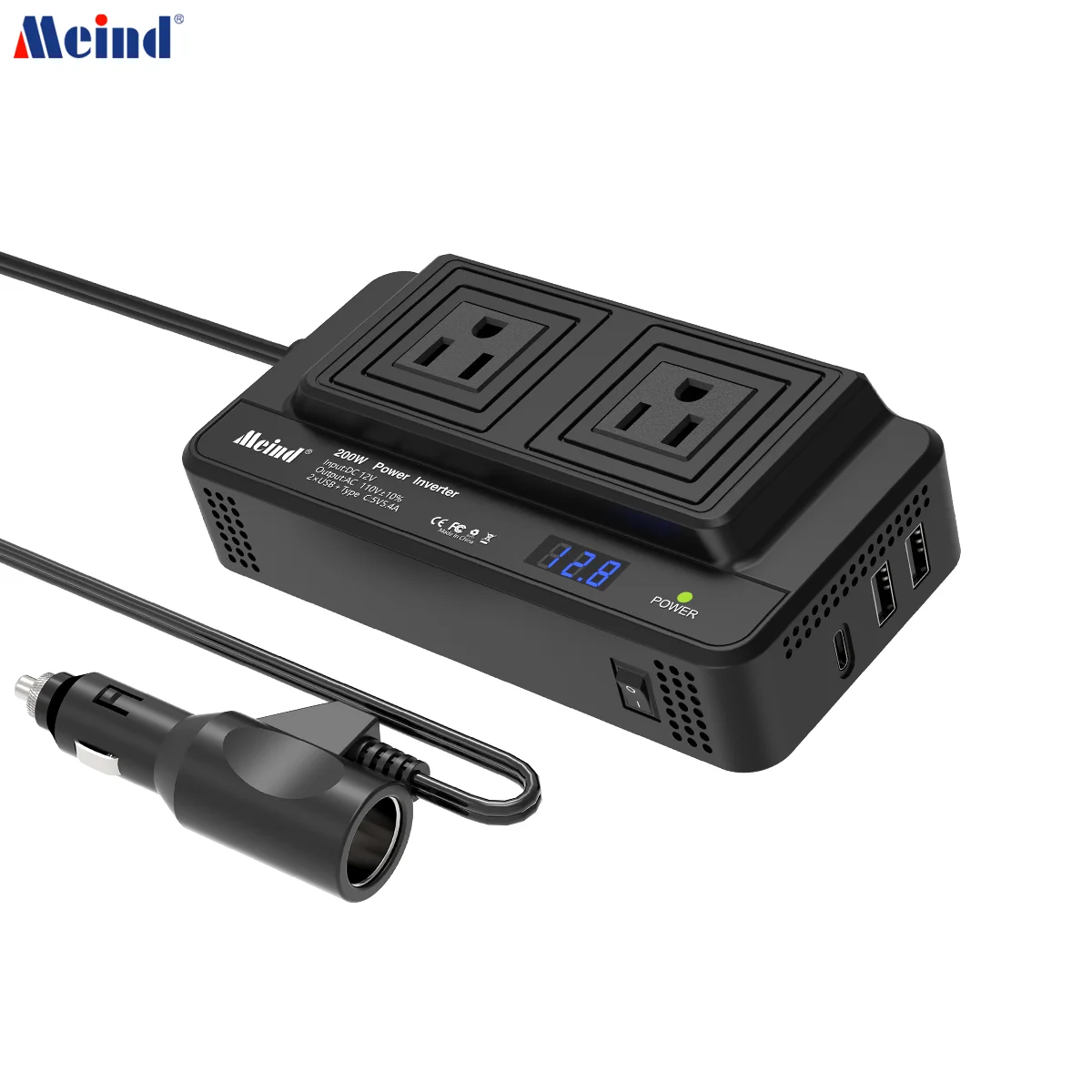 Meind-200W-Power-Inverter-DC-12V-to-110V-AC-Inverter-with-2-USB-Type-C ...