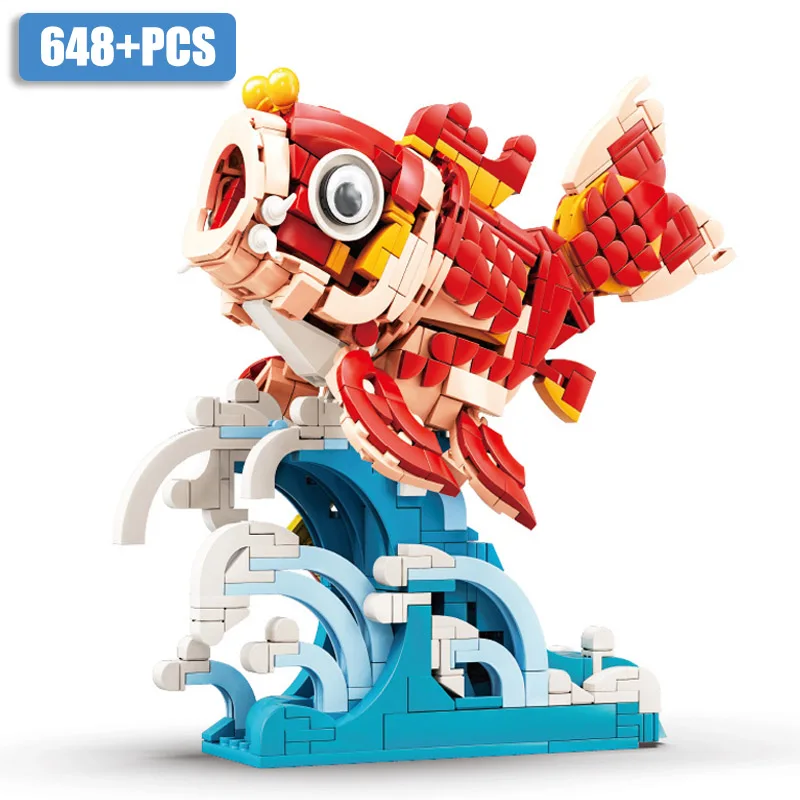 City-MOC-648pcs-Chinese-Koi-Fish-Model-Building-Blocks-DIY-Koi-Carp ...