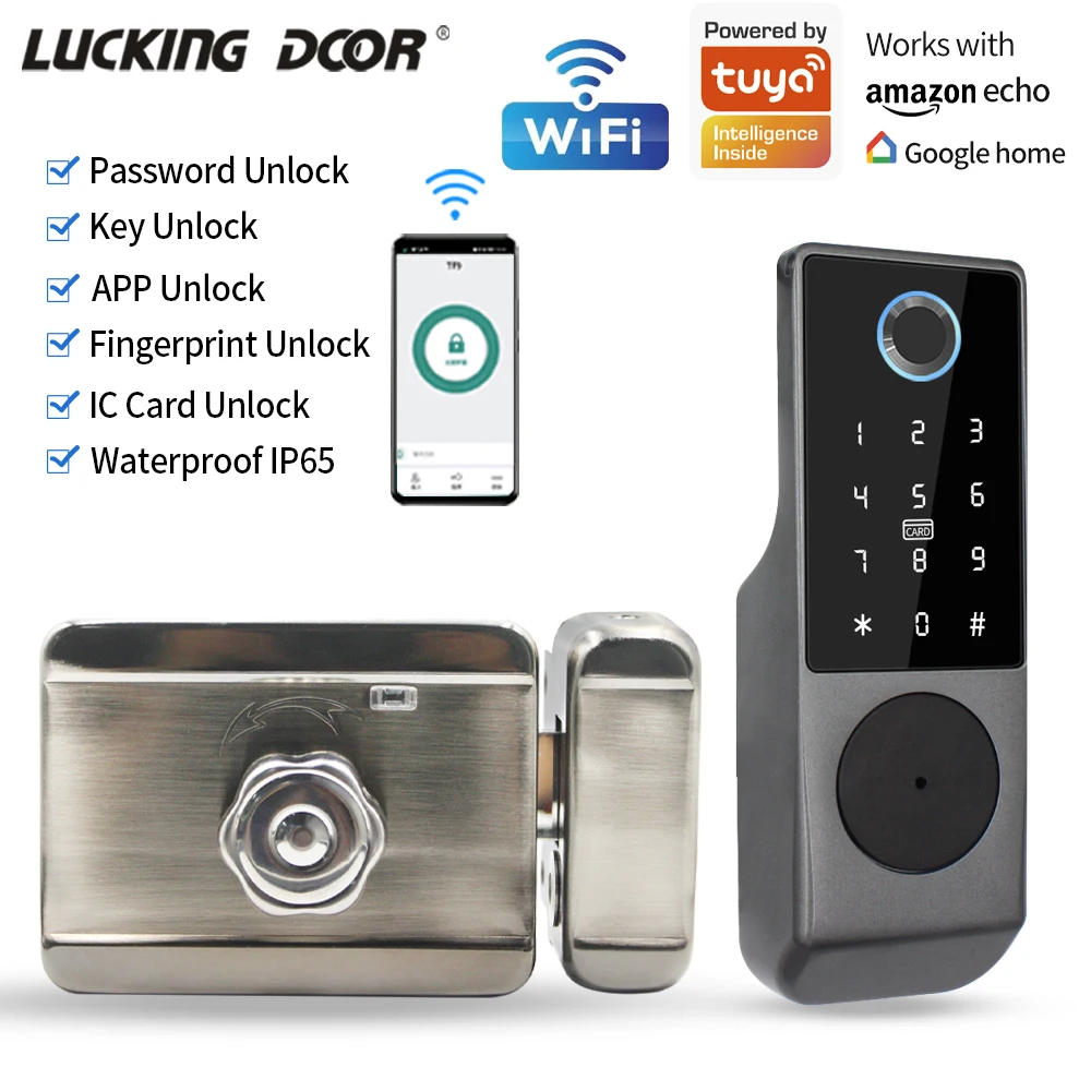 Waterproof-Tuya-Smart-Built-in-Wifi-Fingerprint-Motor-Rim-Lock-IC-Card-Code-Intelligent-Door ...