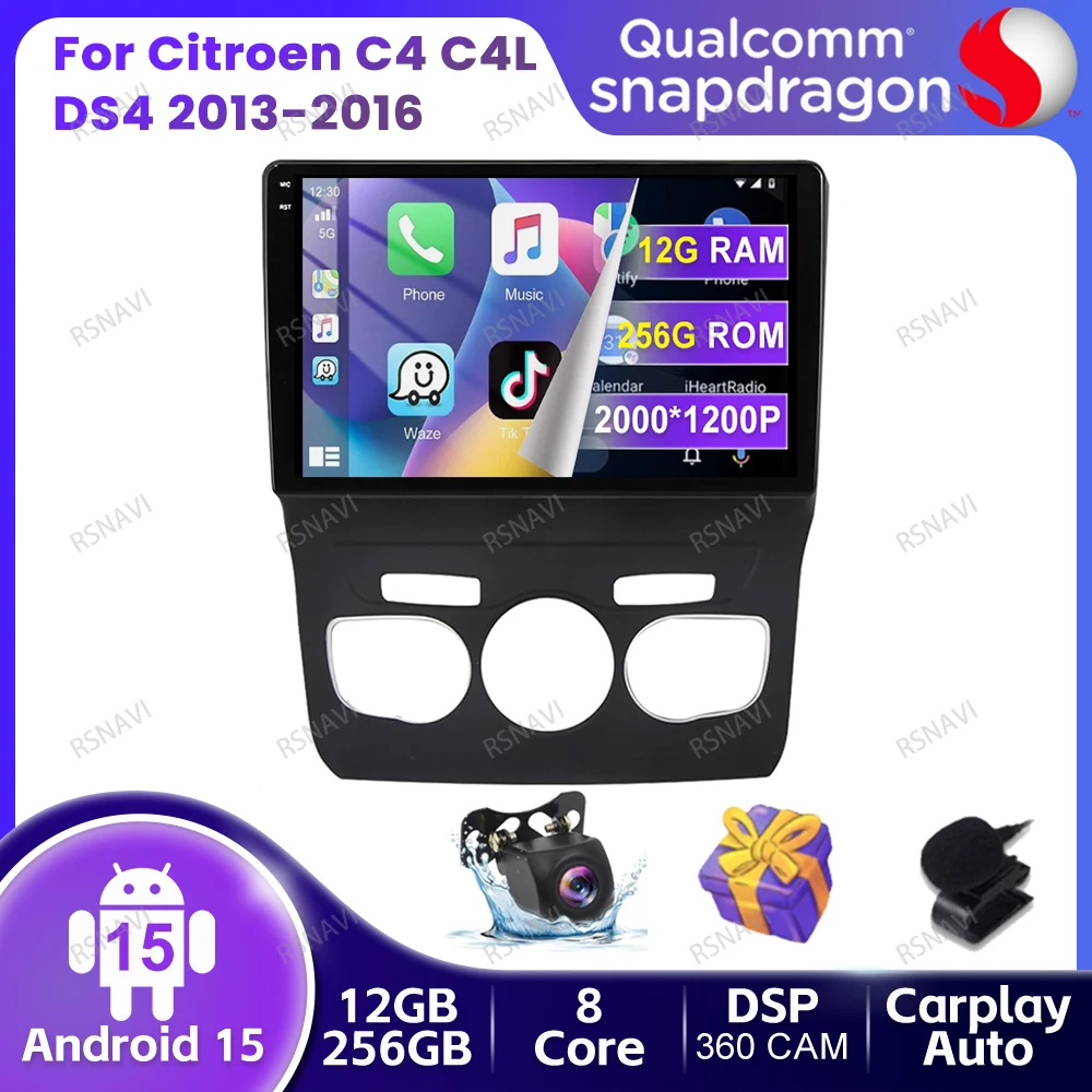 Car Radio Android 15 For Citroen C4 C4L DS4 2013-2016 Head Unit DSP BT ...